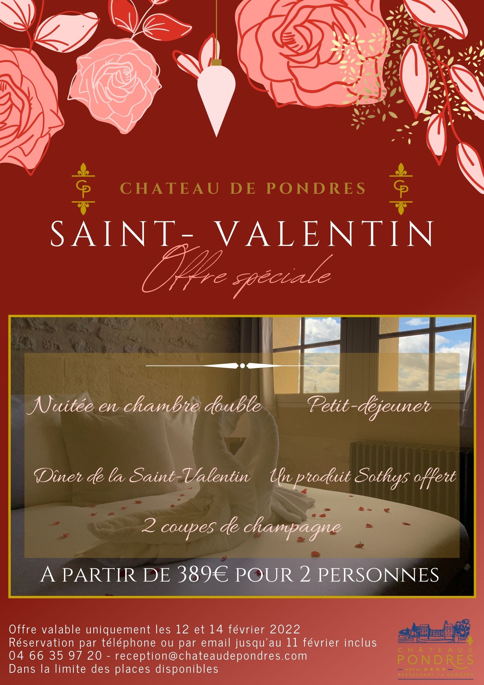 Affiche st valentin | Hôtel Restaurant Château De Pondres